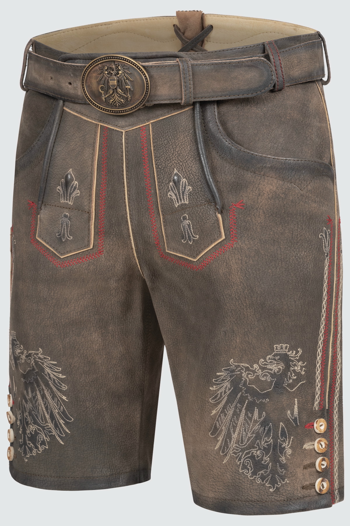 Lederhose Austria mit Gürtel in braun im Krüger Dirndl Online Shop