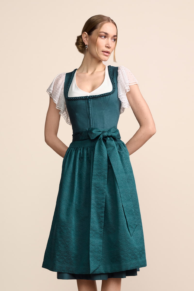Dirndl Oceanne (70cm) in türkis im Krüger Dirndl Online Shop