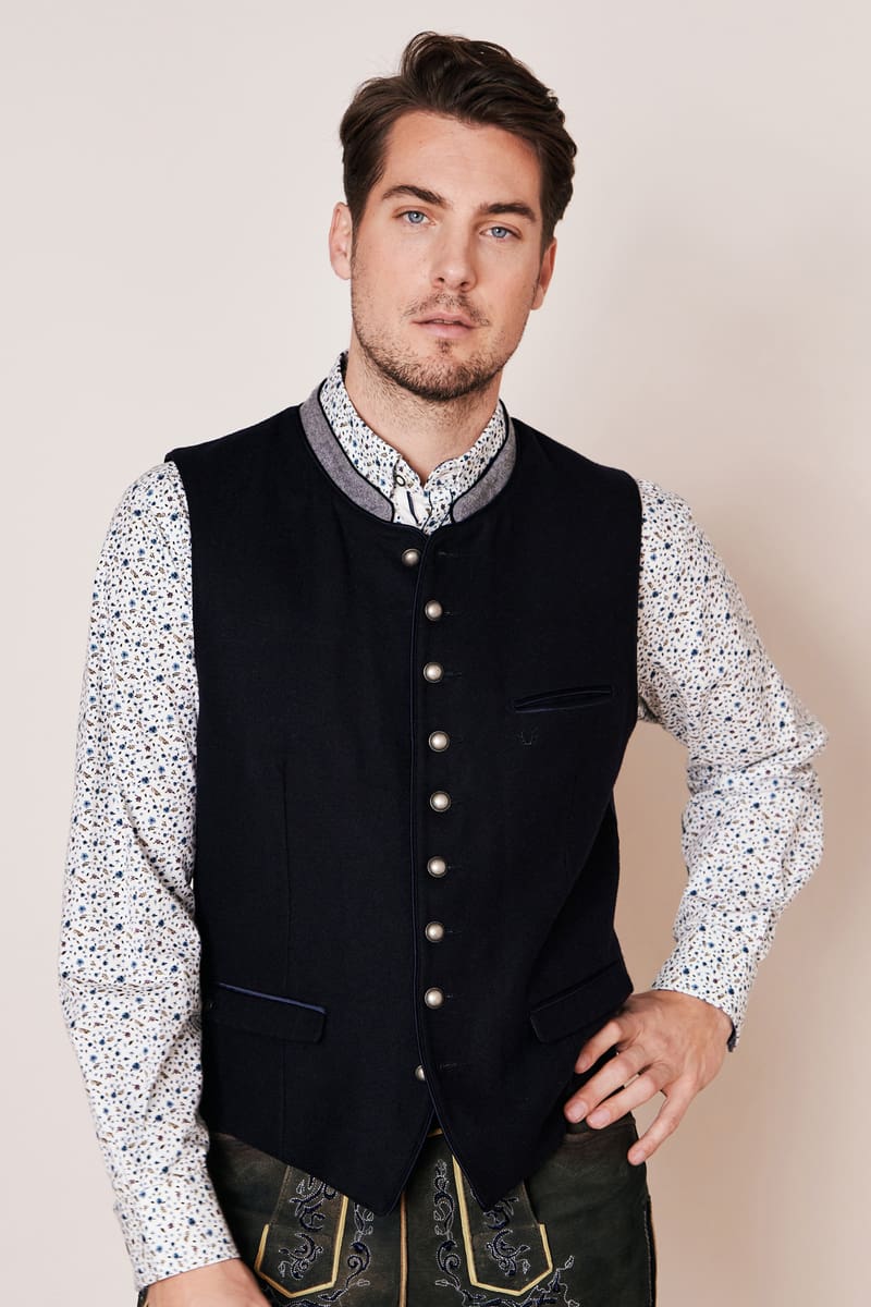 Trachtenweste Jermeny in blau im Krüger Dirndl Online Shop